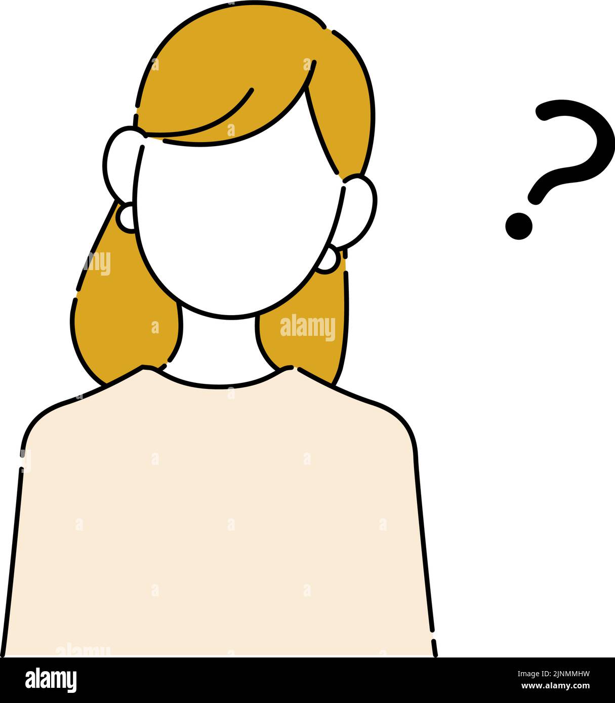 Faceless pose illustration, career woman's upper body, neck Stock ...