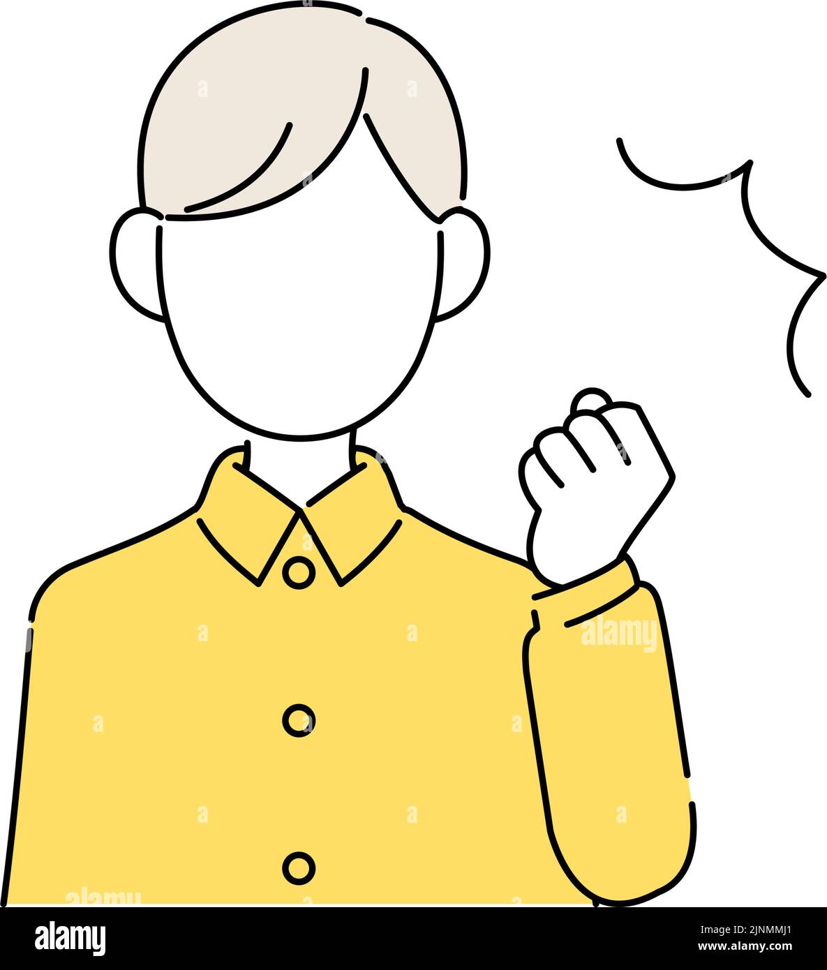 Faceless pose illustration, male student's upper body, guts pose Stock ...