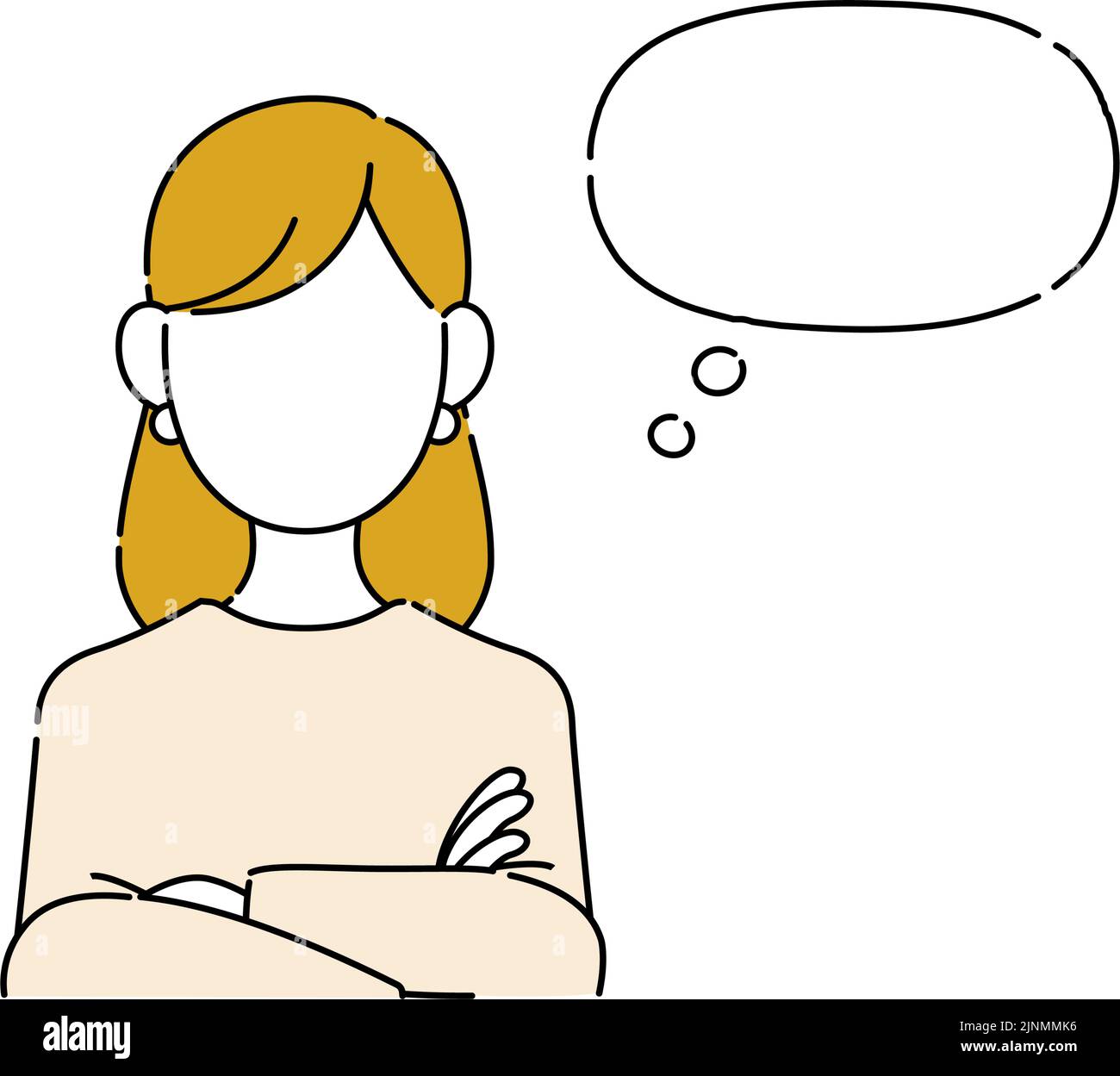 Faceless pose illustration, career woman's upper body, arms folded ...