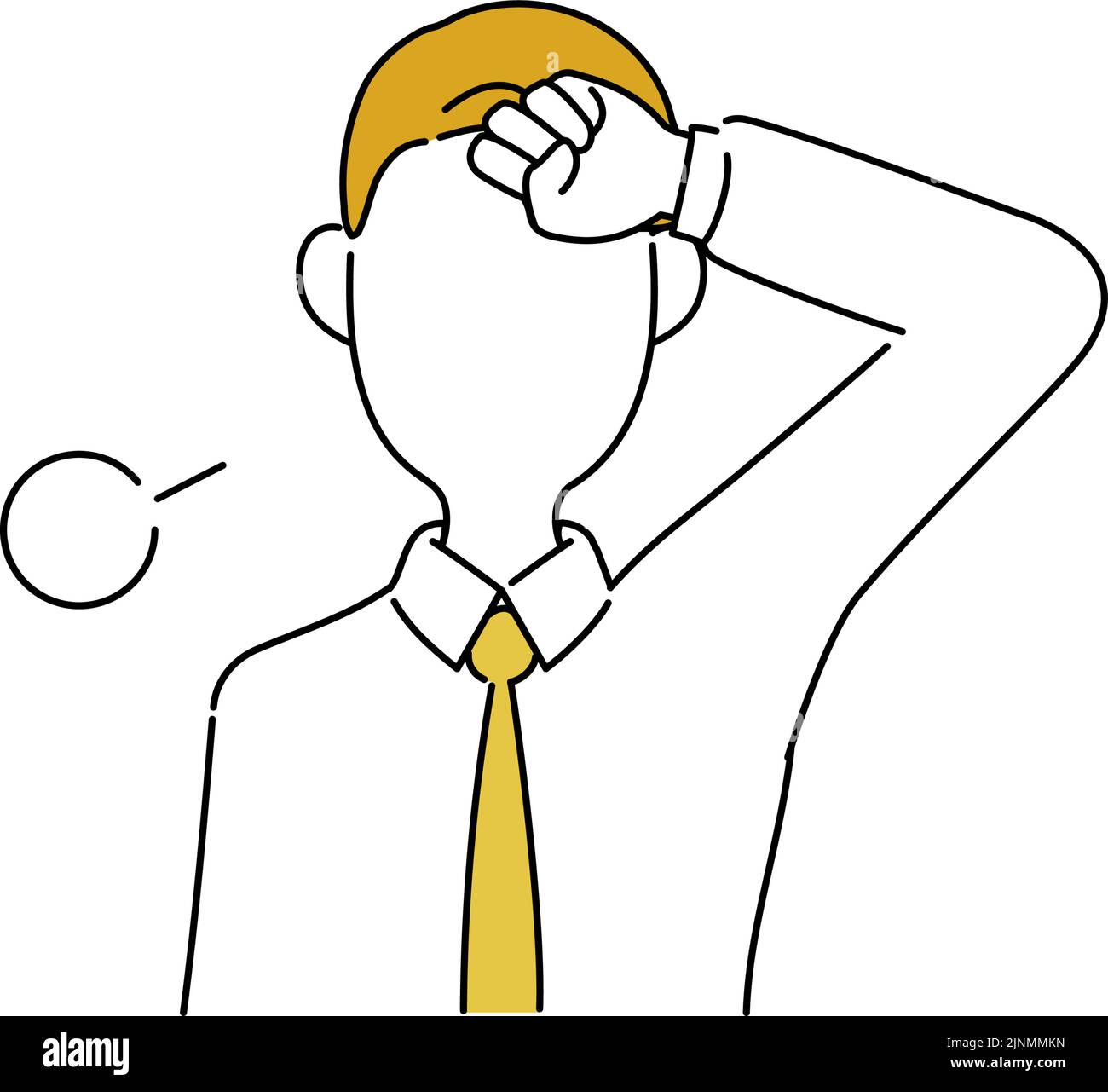 Faceless pose illustration, office worker upper body, work tired Stock ...