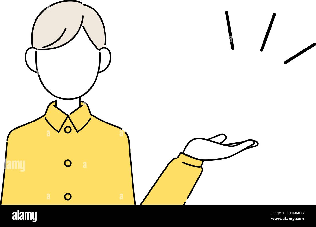 Faceless pose illustration, male student's upper body, guidance Stock ...