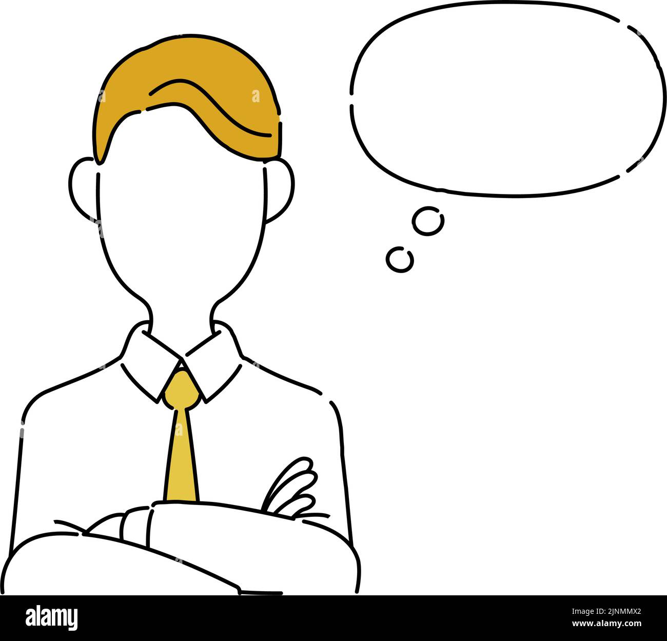 Faceless pose illustration, office worker's upper body, arms folded ...