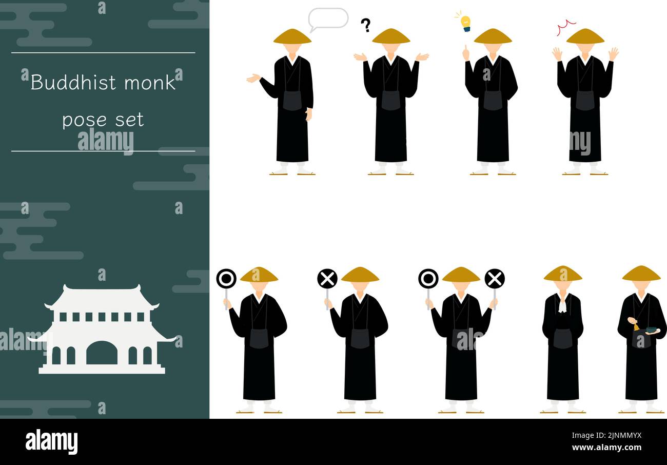 Buddhist monk pose set, whole body Stock Vector Image & Art - Alamy