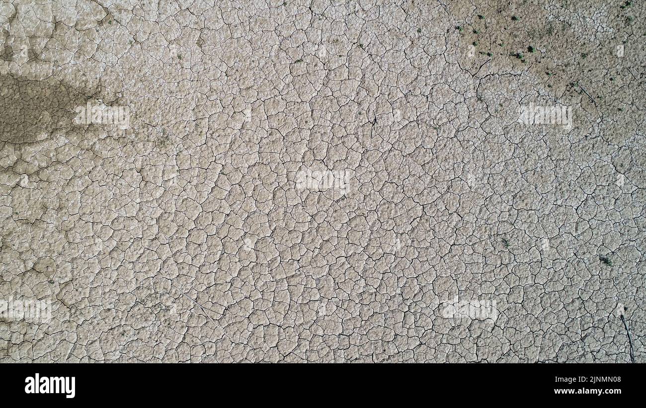 Aerial view of dry land texture in southern Europe. Global warming and ...