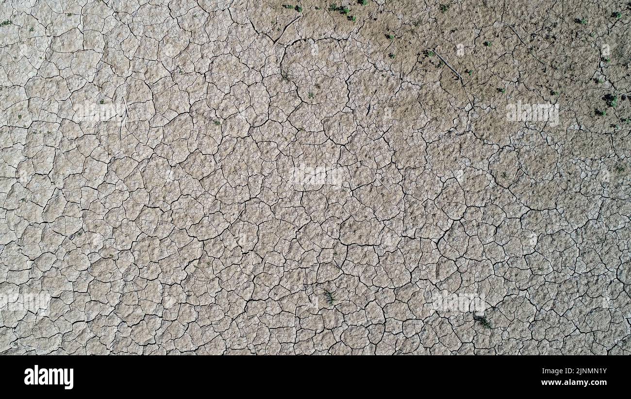 Aerial view of dry land texture in southern Europe. Global warming and ...