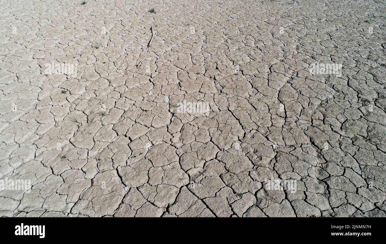 Aerial view of dry land texture in southern Europe. Global warming and ...