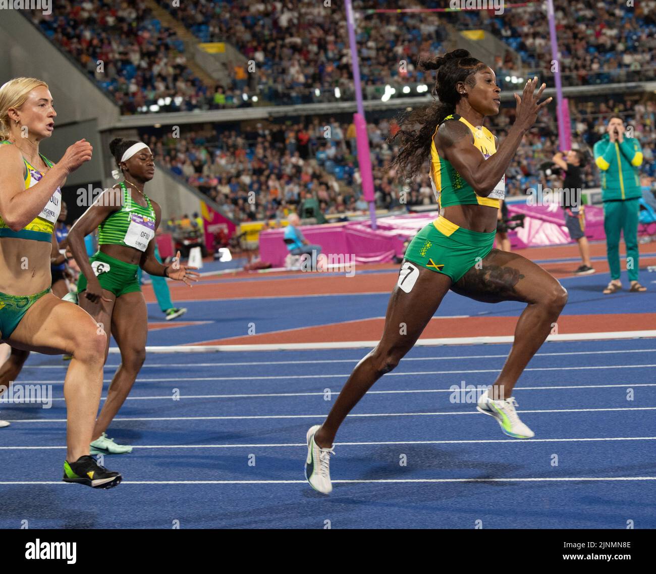Elaine Thompson-Herah of Jamaica competing in the women’s 200m final at ...