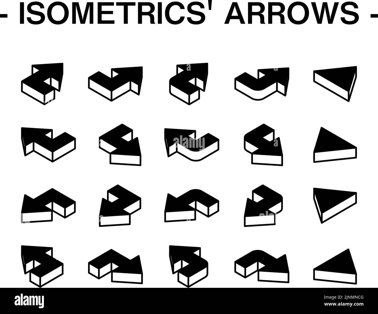 Three-dimensional arrow set illustration, line art Stock Vector Image ...