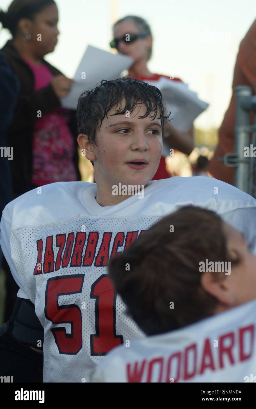 Youth football game, Razorbacks, cooling off halftime Stock Photo - Alamy