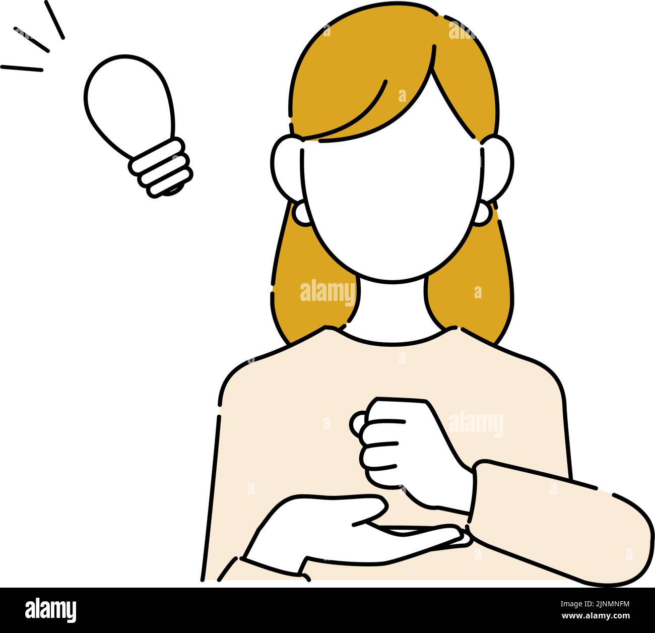 Faceless pose illustration, career woman's upper body, convinced Stock ...