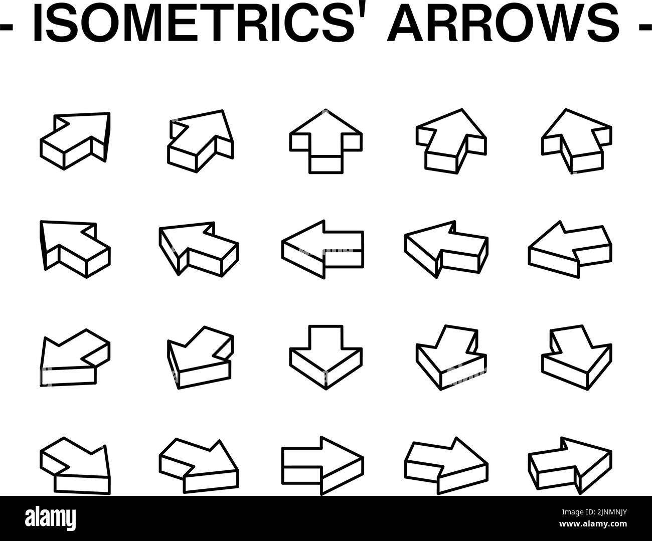 Three-dimensional arrow set illustration, line art Stock Vector Image ...
