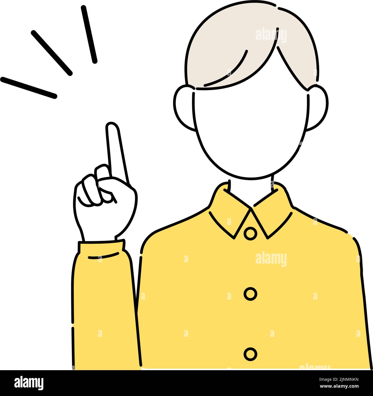 Faceless pose illustration, male student's upper body, pointing Stock ...