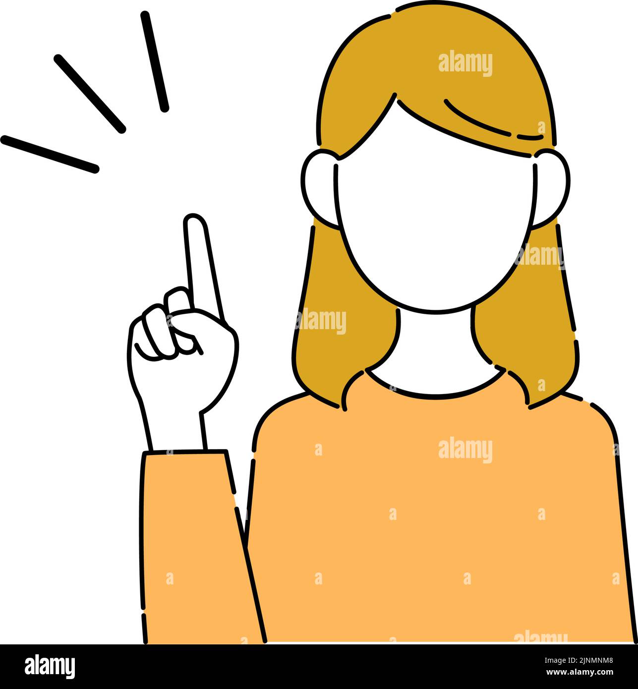 Faceless pose illustration, female student's upper body, pointing Stock ...