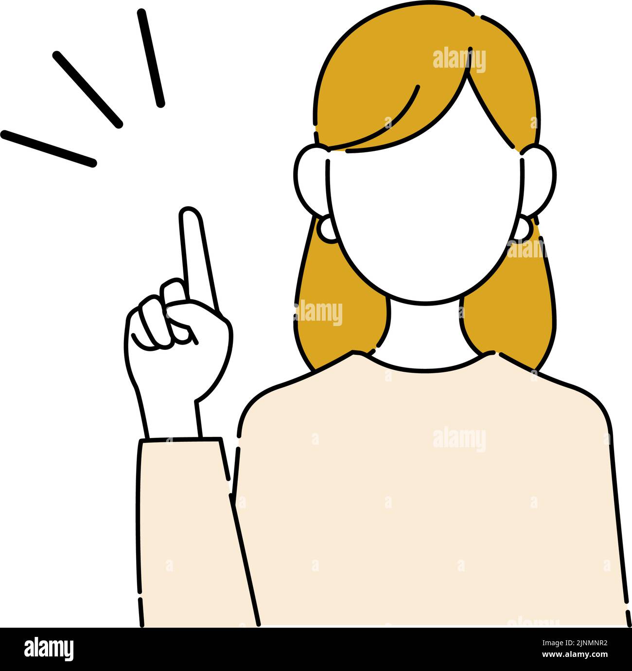 Faceless pose illustration, career woman's upper body, pointing Stock ...