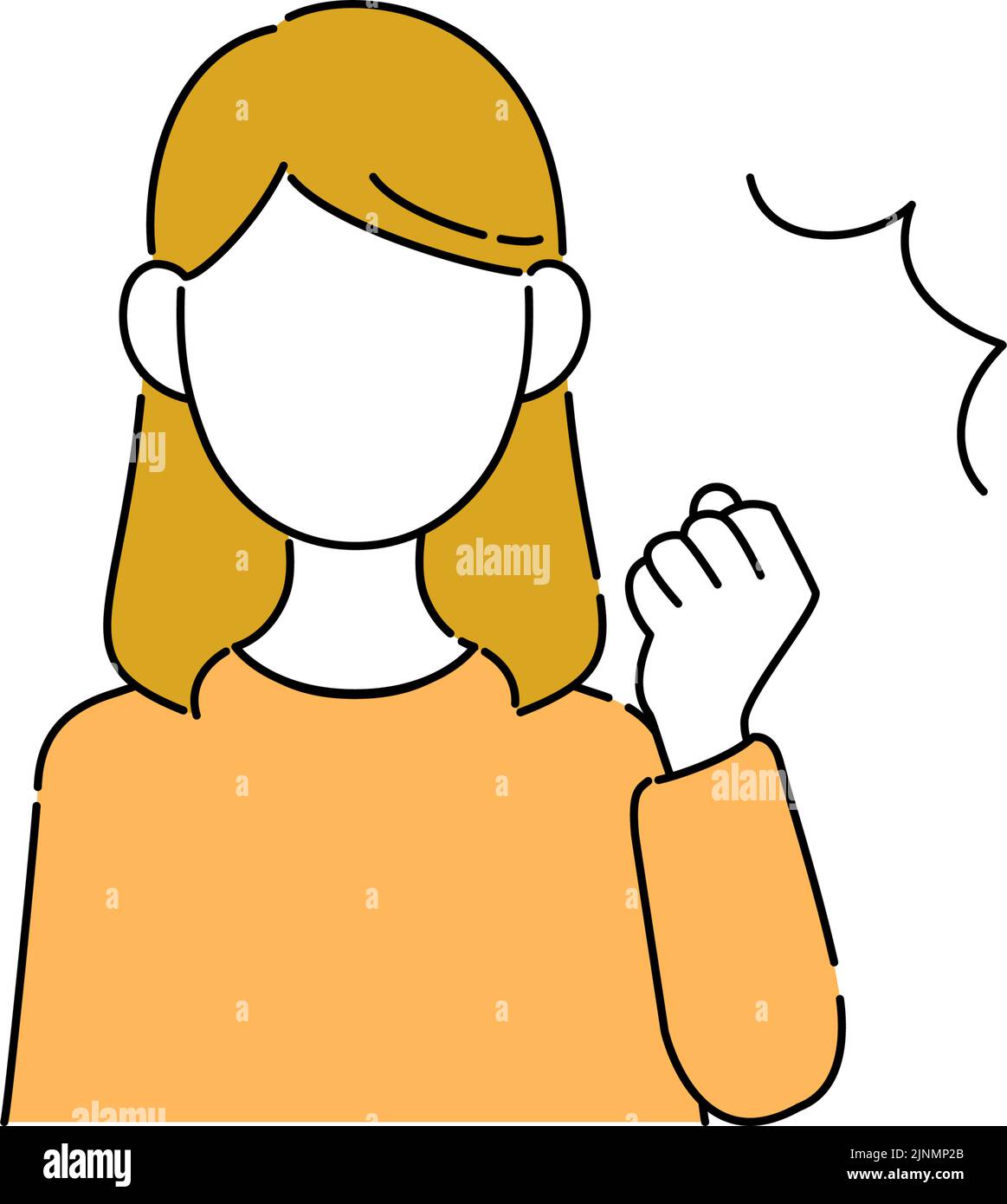 Faceless pose illustration, female student's upper body, guts pose ...