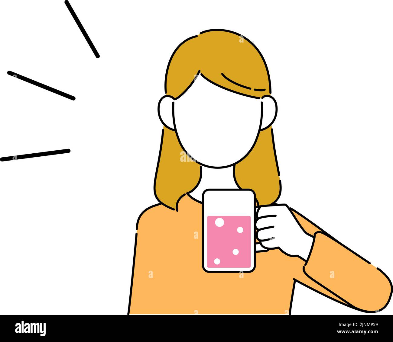 Faceless pose illustration, female student's upper body, beer Stock ...