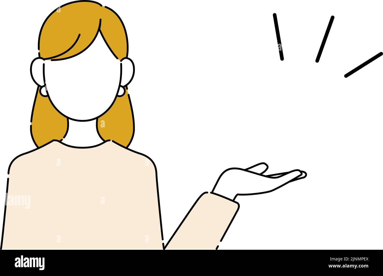 Faceless pose illustration, career woman's upper body, guidance Stock ...