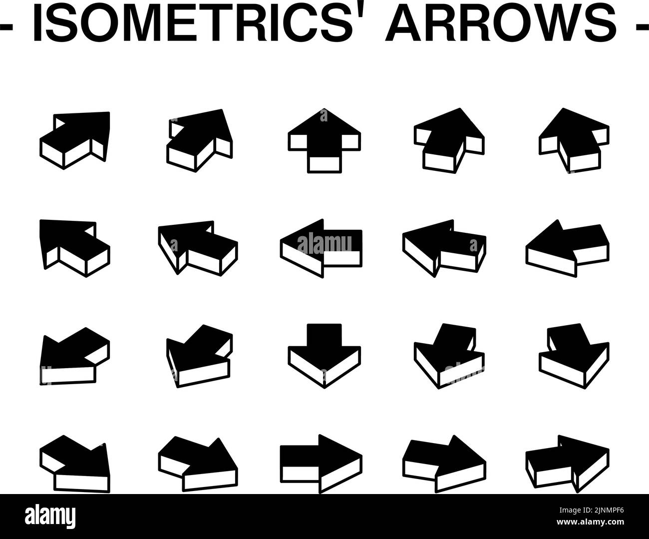 Three-dimensional arrow set illustration, line art Stock Vector Image ...