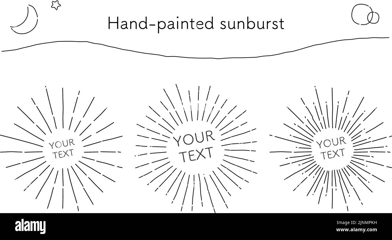 Loose line art, handwritten concentrated lines, sunburst Stock Vector ...