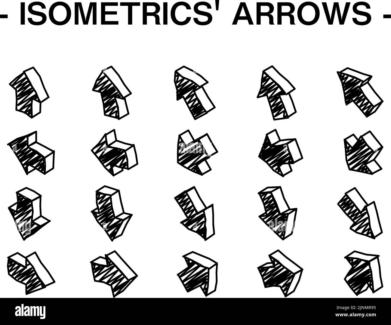 Three-dimensional arrow set illustration, line art Stock Vector Image ...