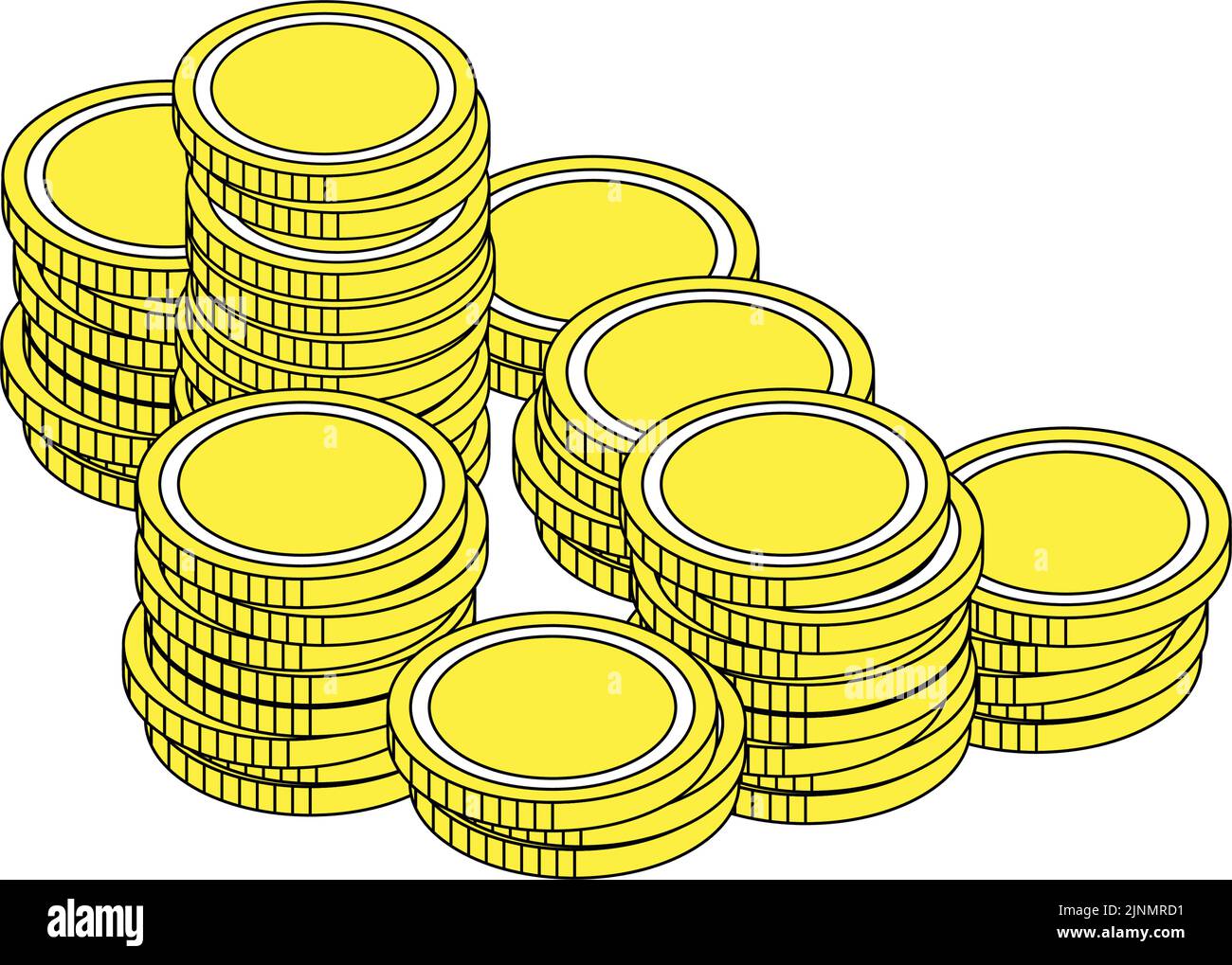 Illustration with gold coins piled up randomly, isometric Stock Vector ...