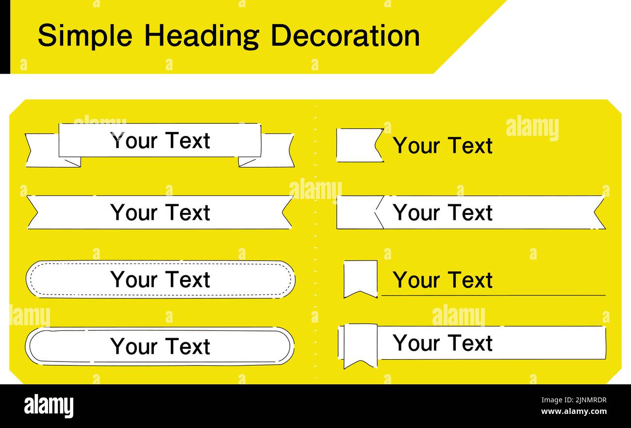 Simple headline decoration, ribbon, tag, box, white background on ...