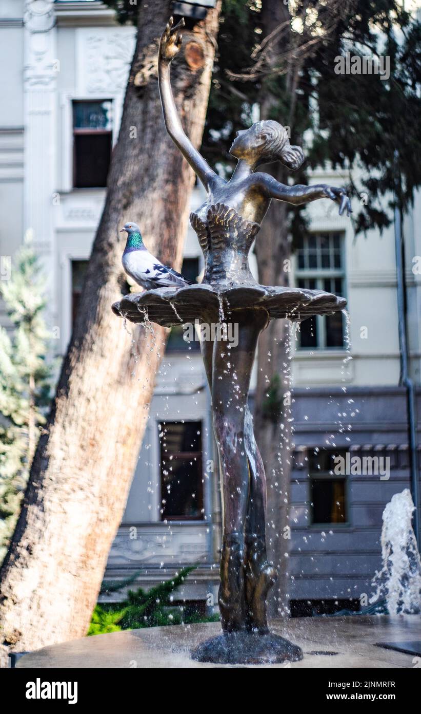 Famous ballet dancer fountain at Tbilisi State Opera House on Rustaveli ...