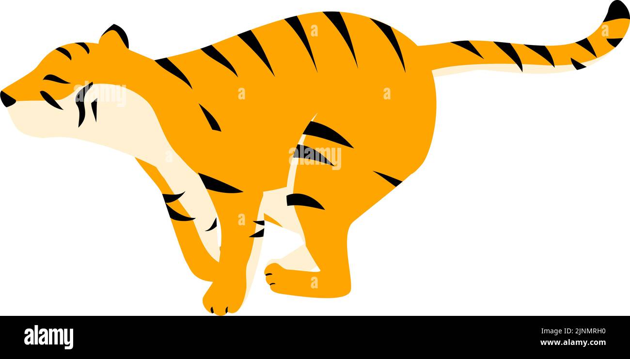 Simple tiger pose illustration, running and kicking the ground Stock ...