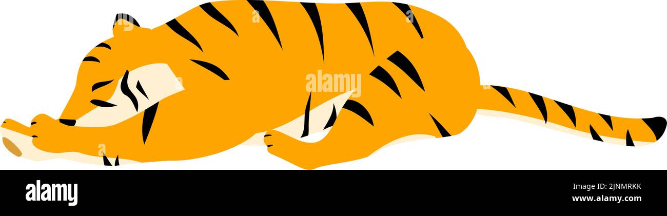 Simple tiger pose illustration, lying down and sleeping Stock Vector ...