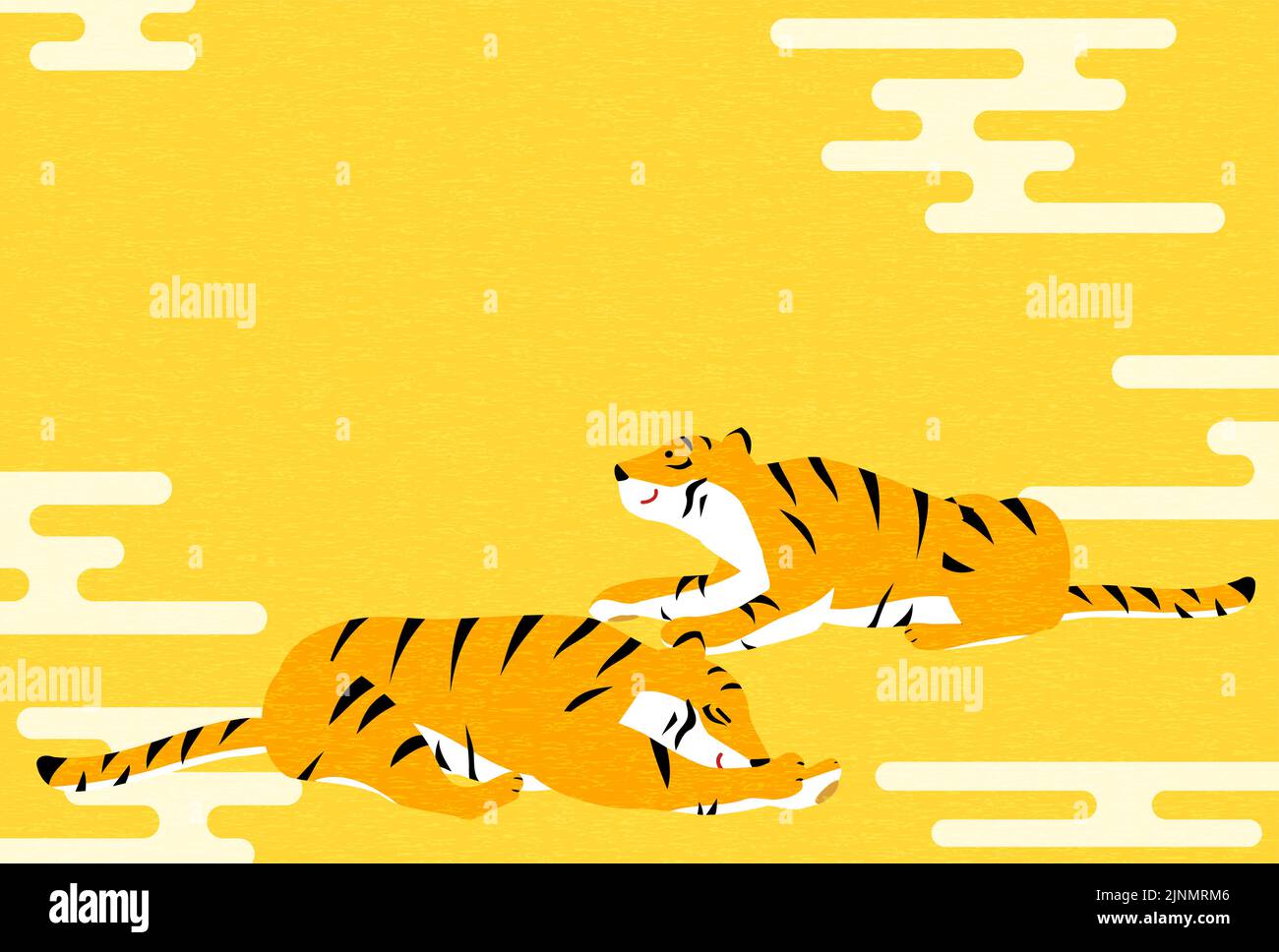 2022 New Year's card, Tiger year, two tigers lying down and Ekasumi Stock Vector Image & Art - Alamy