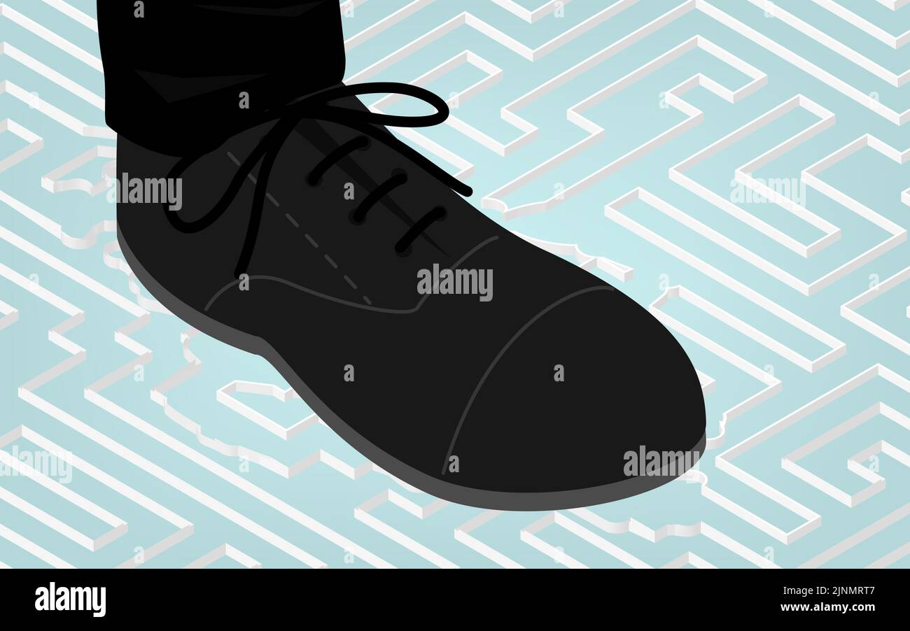 Illustration, isometric of trampling the maze with big feet Stock ...