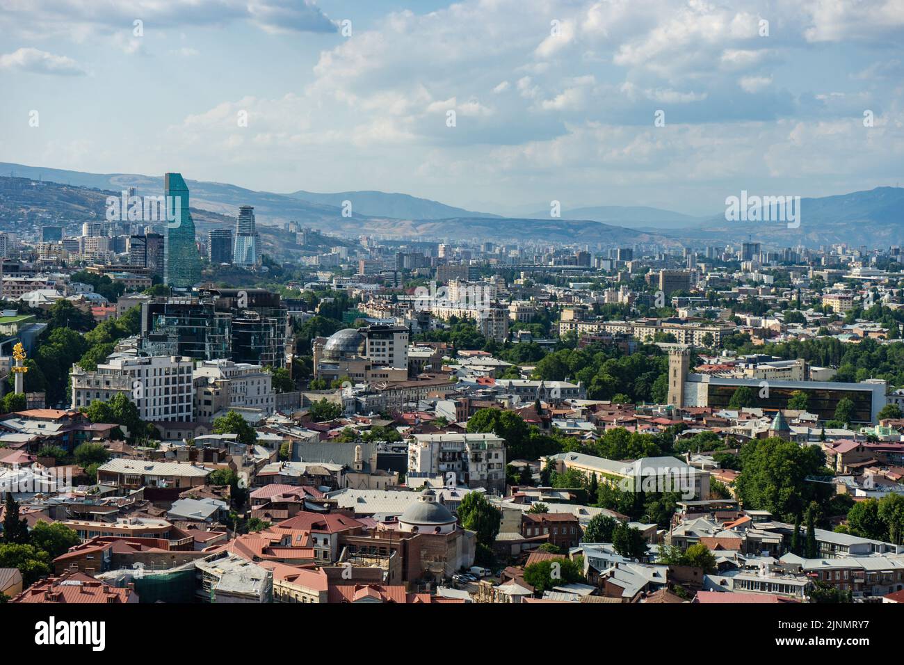 Tbilisi's cityscape with overview of Old town medieval architecture and ...