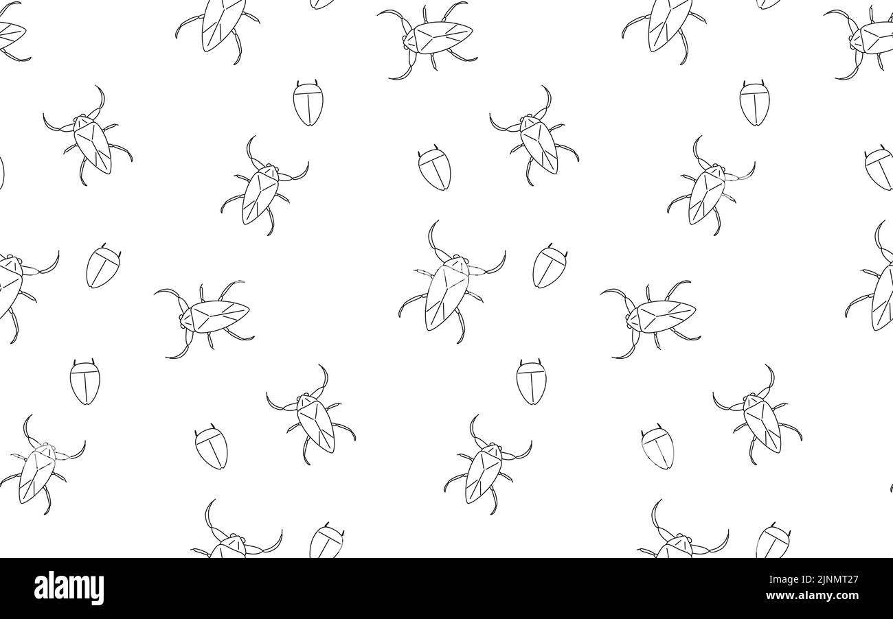 Seamless pattern of edible insects, Giant water bug and Diving beetle ...