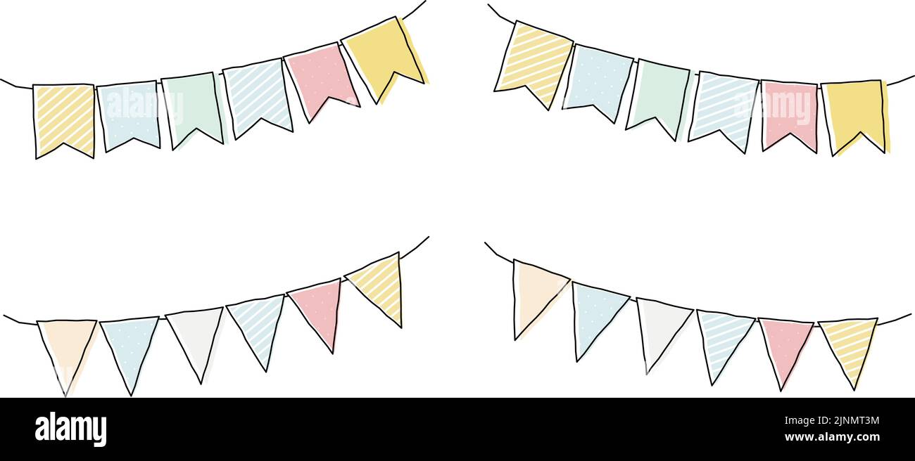 Two types of loose line art and handwritten garland Stock Vector Image ...