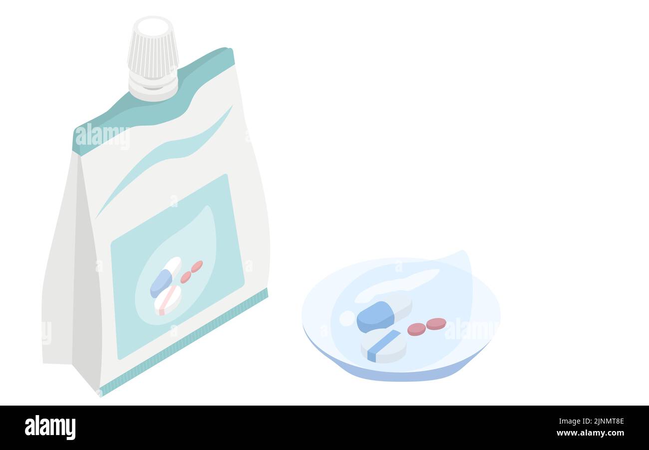 Medication image, taking medicine with medication jelly, isometric ...