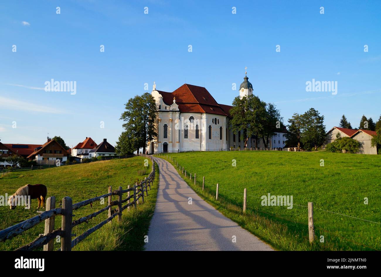 Pilgrimage Church of Wies (Wieskirche) is oval rococo church in ...