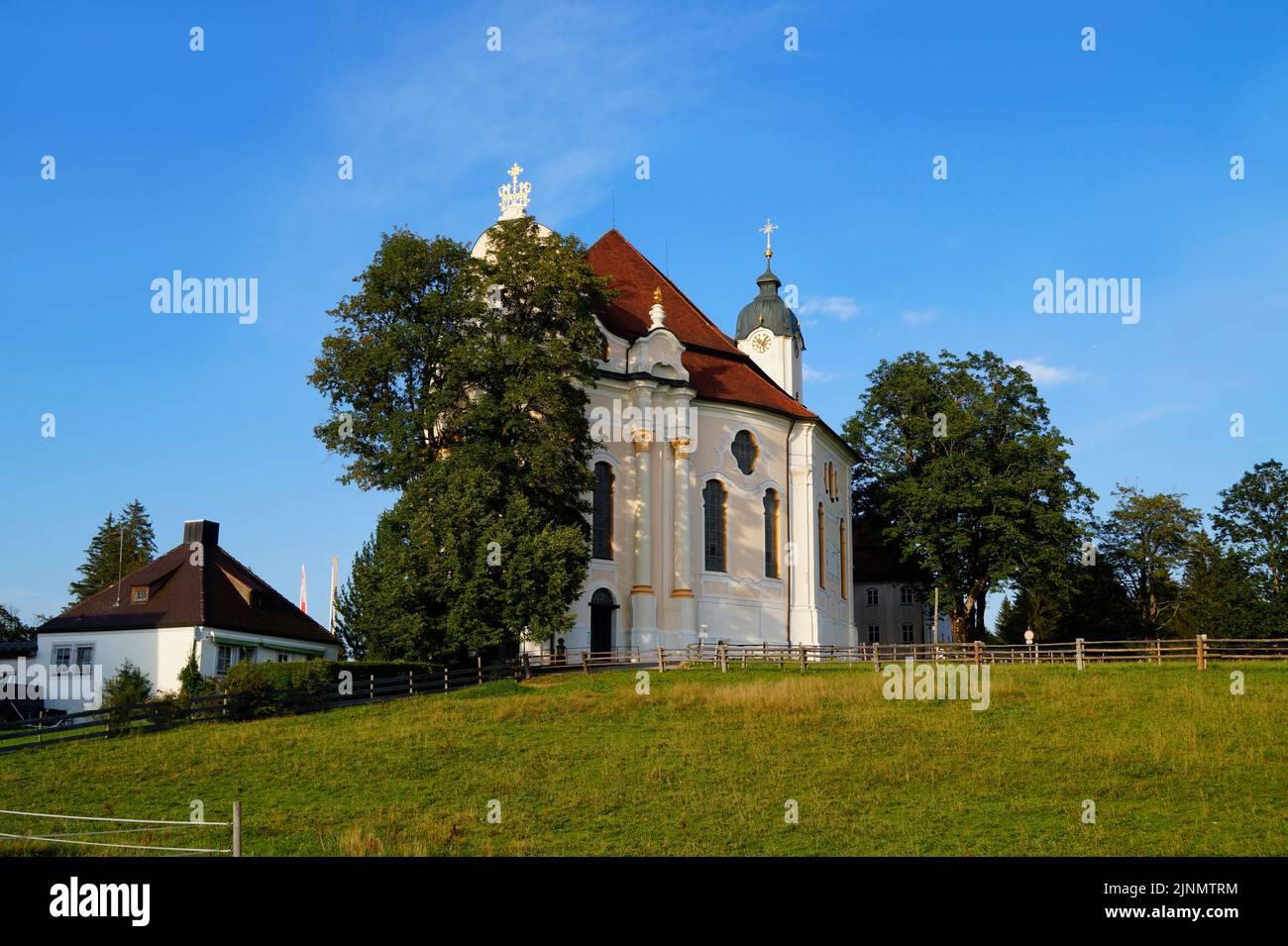 Pilgrimage Church of Wies (Wieskirche) is oval rococo church in ...