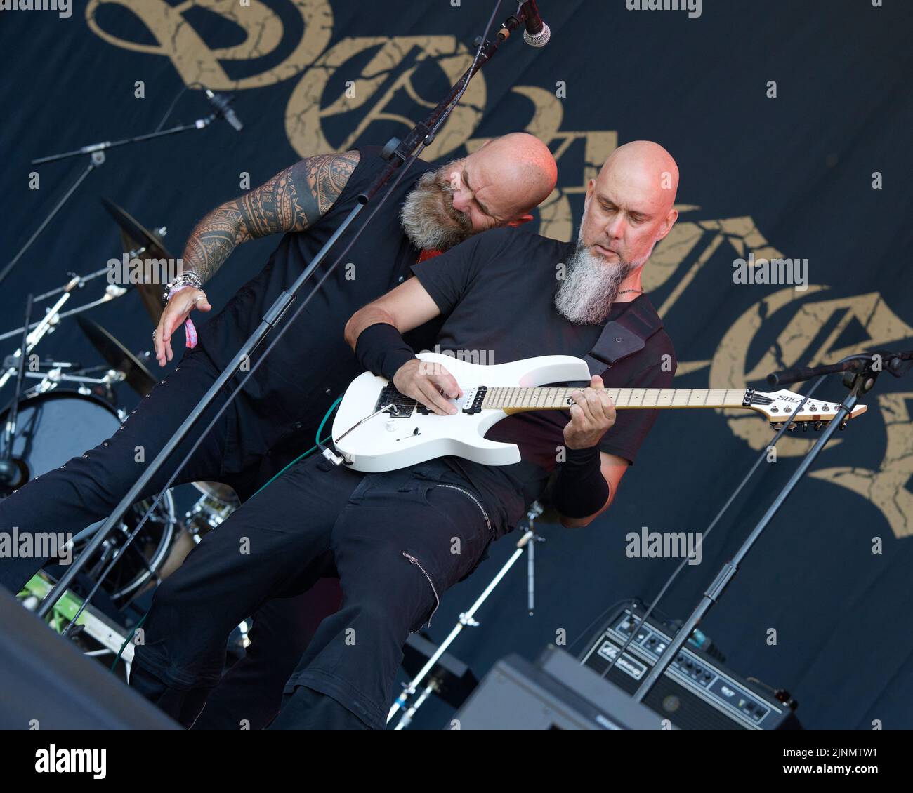 Catton Park, UK, 12 Aug, 2022, Sorcerer performs on the Main stage at ...