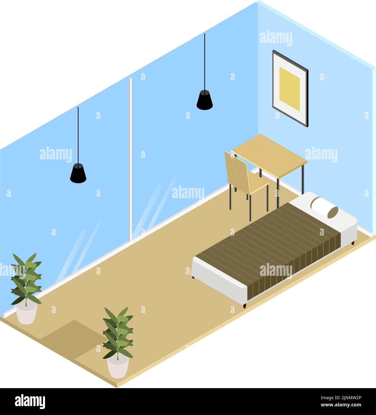 Isometric, guest house room with glass walls Stock Vector Image & Art ...