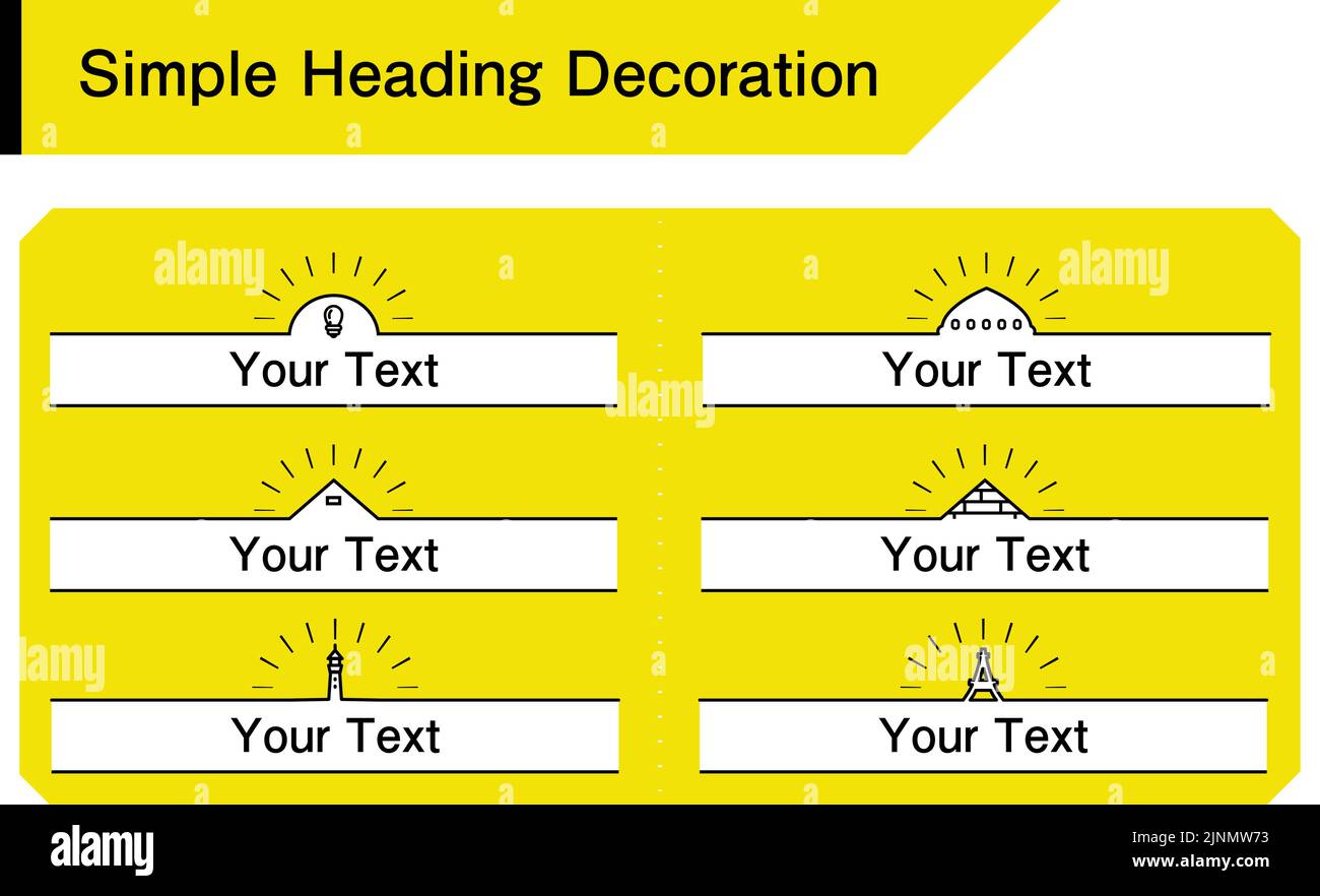 Simple headline decoration symbol design, white background on yellow ...