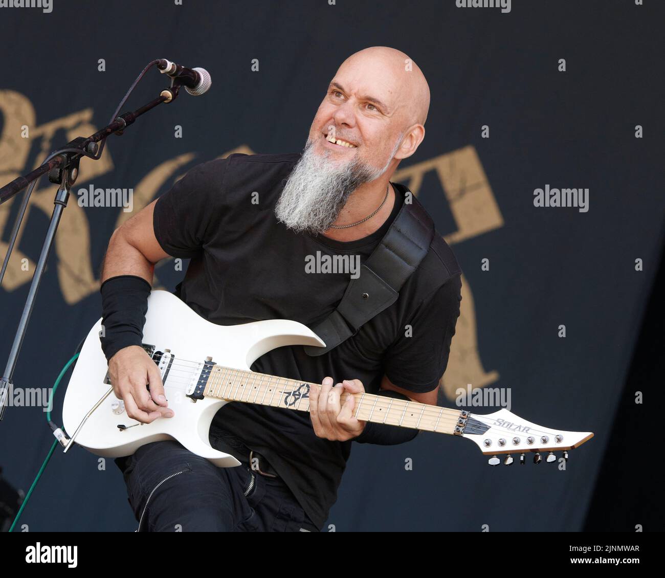 Catton Park, UK, 12 Aug, 2022, Sorcerer performs on the Main stage at ...