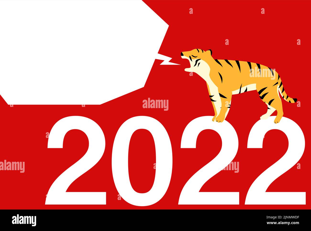 New Year's card of the tiger roaring on the letters of 2022, Tiger year of 2022 Stock Vector ...