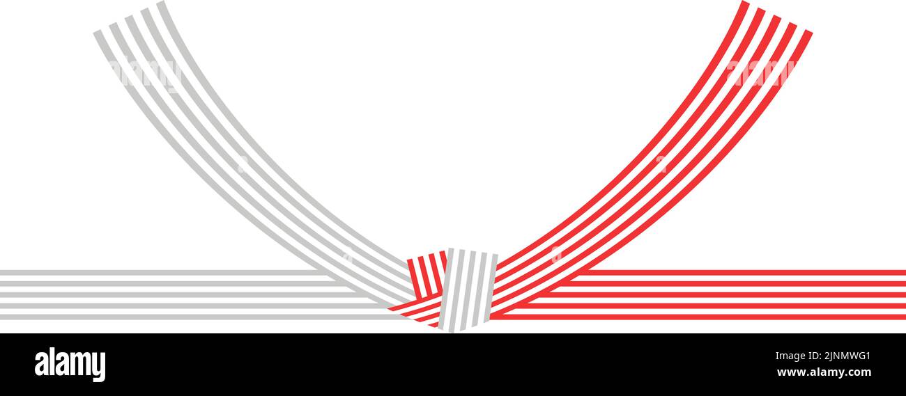 Traditional Japanese decorative string, mizuhiki, five red and white ...