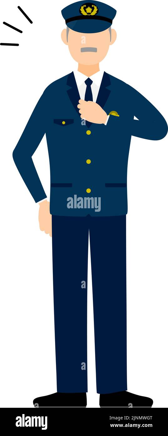 Senior male police officer posing, Clapping your chest Stock Vector ...