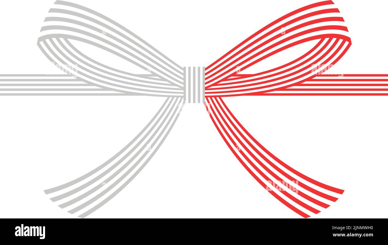 Traditional Japanese decorative string, mizuhiki, five red and white ...