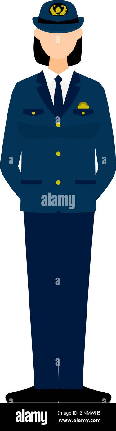 Young female police officer posing, Standing with hands behind back ...