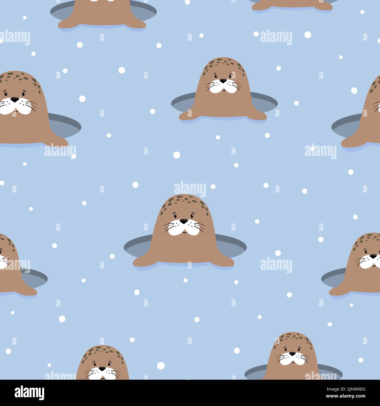 Seamless cute cartoon seals pattern. Vector background for kids with ...