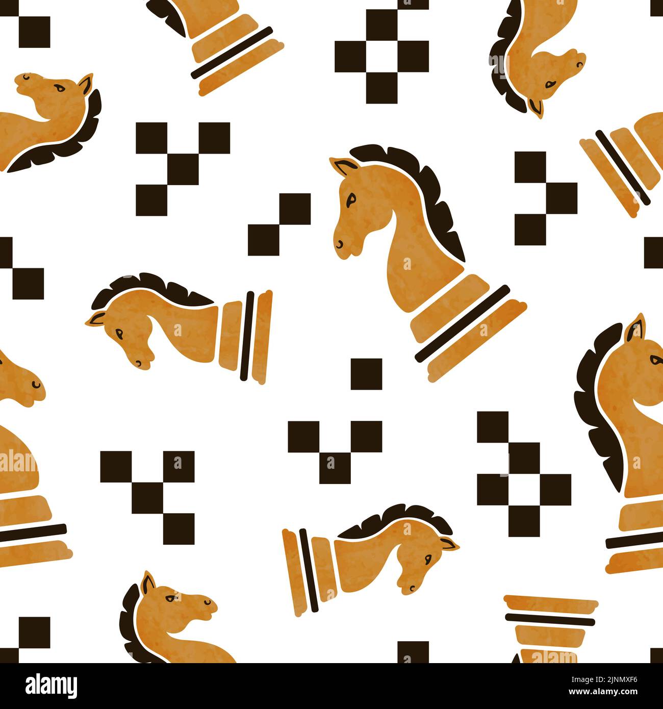 Chess knight piece seamless pattern. Strategy game vector illustration ...