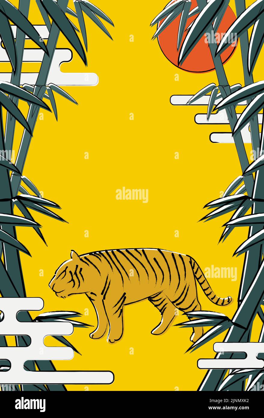 New Year's card of the tiger in the bamboo forest, 2022 tiger year Stock Vector Image & Art - Alamy