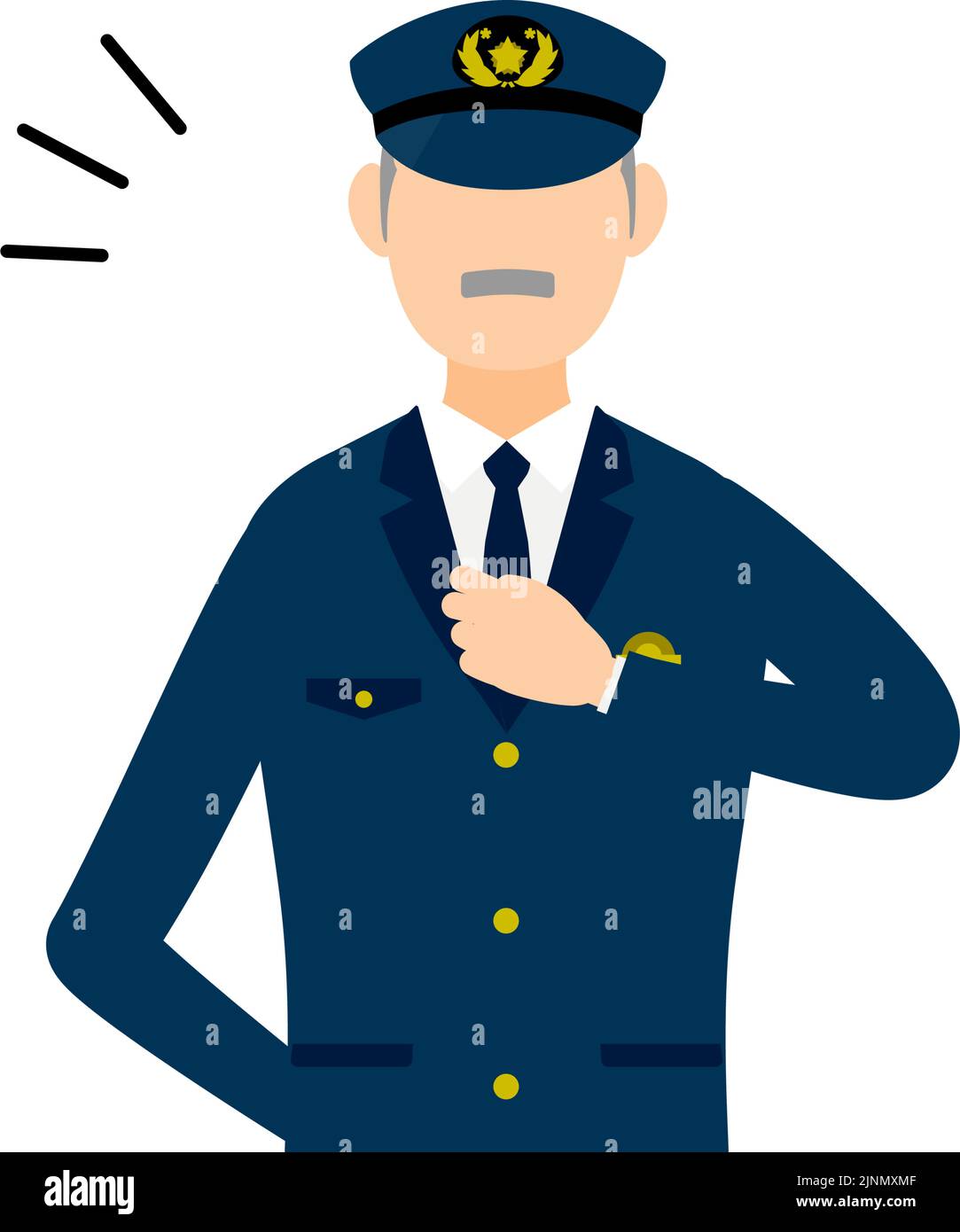 Senior male police officer posing, Clapping your chest Stock Vector ...